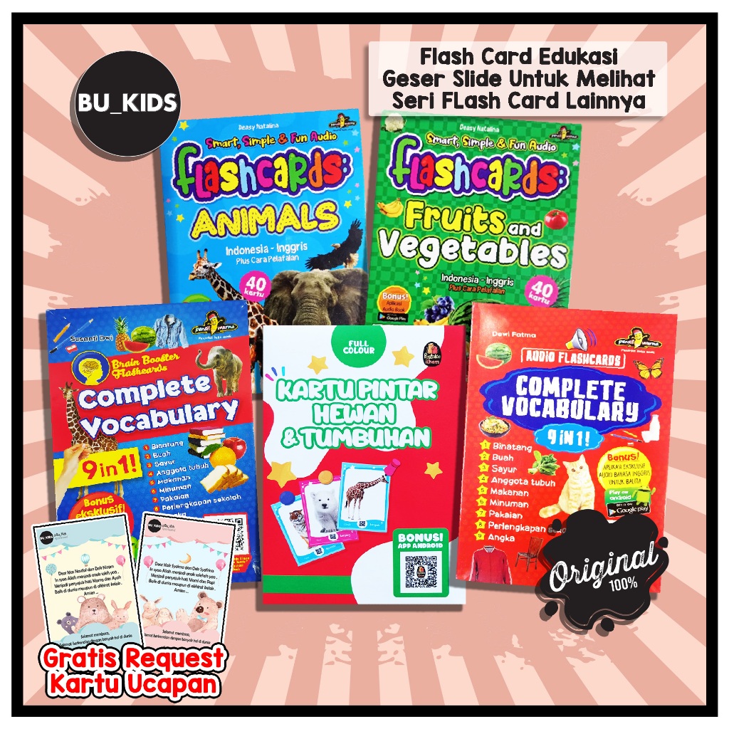 Jual Flash Card Kartu Edukasi Anak Binatang Buah Dan Sayur Tumbuhan ...