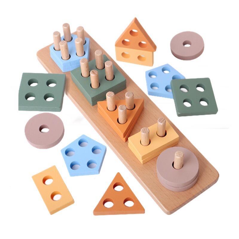 Jual Mainan Edukasi Menara Geometry Basic Shape Sorting 5in1 Geo Pillar ...