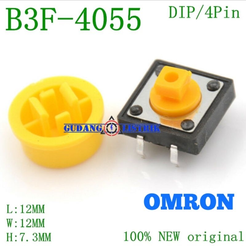 Jual B3F 4055 OMRON Push Button Tactile Switch With Keycap 12x12x7.3mm ...