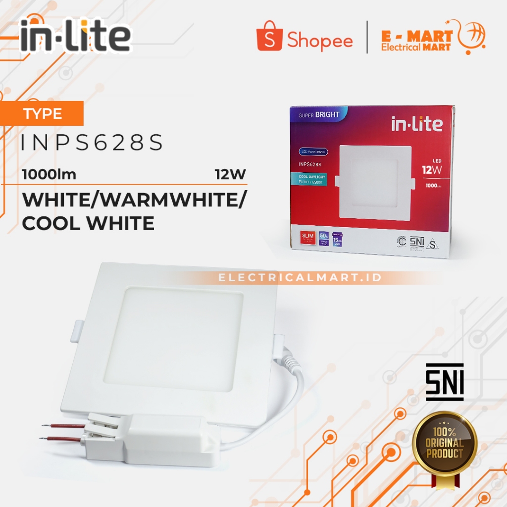 Jual Downlight INLITE PANEL LED IB 12W Kotak Panel LED Tanam Plafon ...