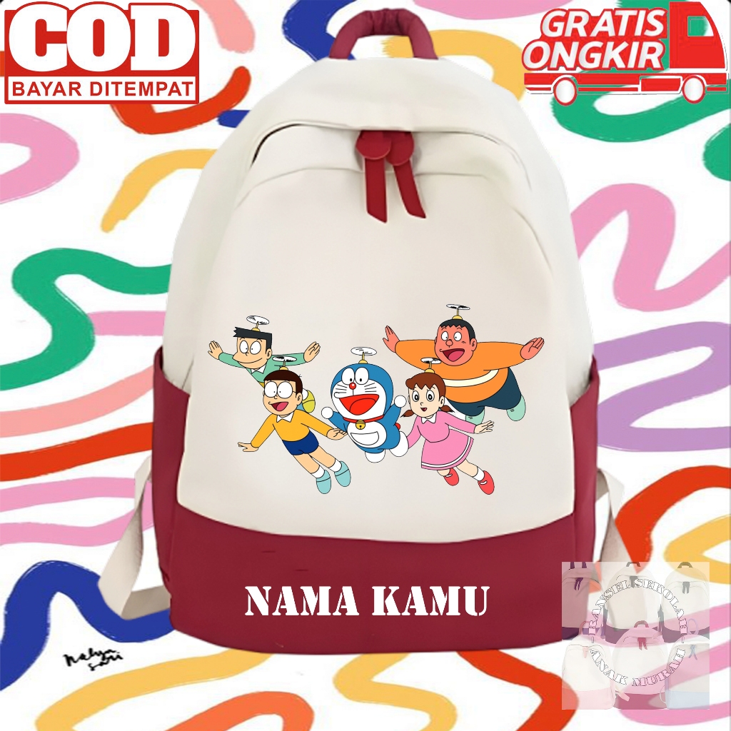 Jual (GRATIS NAMA) Tas Ransel Sekolah Anak Motif Animasi Doraemon ...