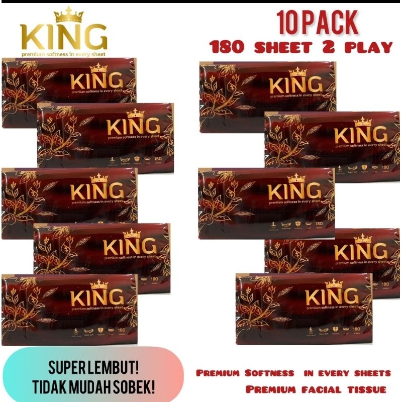 Jual (10 PACK) Tisu king / tissue king premium 180 sheet 2 play isi 10 ...