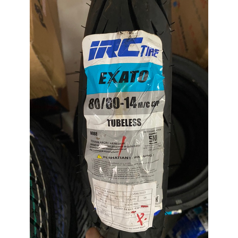 Jual Ban Luar Ring 14 IRC 80/80-14 EXATO (TUBELESS) | Shopee Indonesia