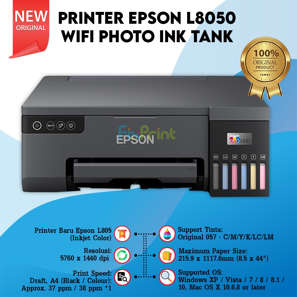 Jual Printer Epson L8050 WiFi Menggunakan 6 Warna Tinta 057 Photo Printer | Shopee Indonesia