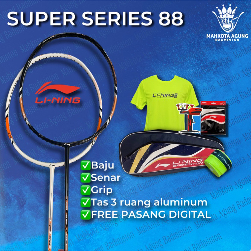 Jual RAKET BADMINTON LINING SUPER SERIES SS 88 ORIGINAL BONUS BAJU TAS ...