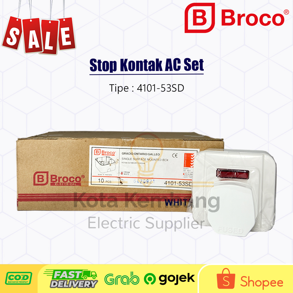 Jual BROCO ORIGINAL Stop Kontak AC SET Komplit Putih OutBow / Tempel ...