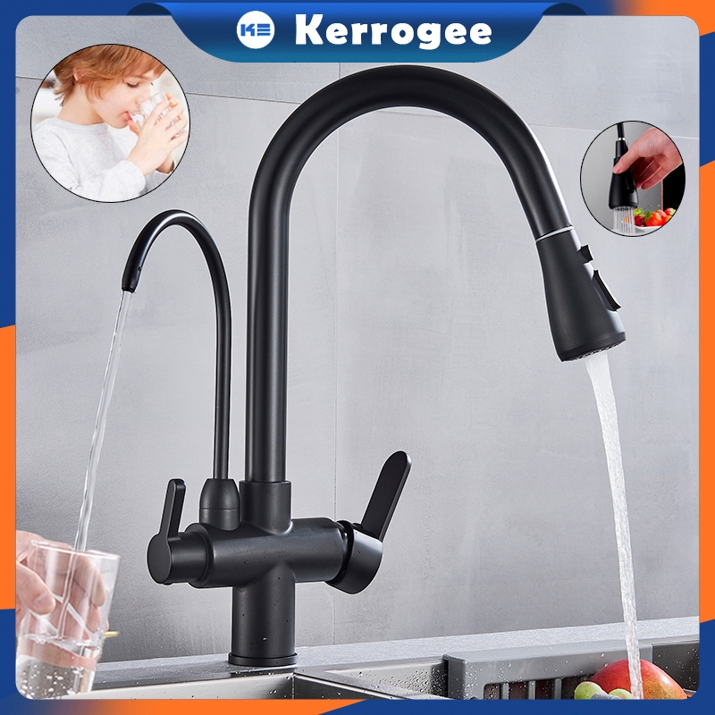 Jual Kran Sink Mixer Tarik Hitam Kuningan Keran Air Pemurnian Kran ...
