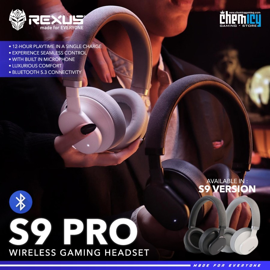 Jual Rexus S9 / S9 Pro Wireless Bluetooth Gaming Headphone with ANC ...