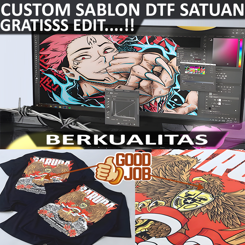 Jual Sablon setrika Sablon DTF CUSTOM FREE JASA EDIT tinggal pasang ...