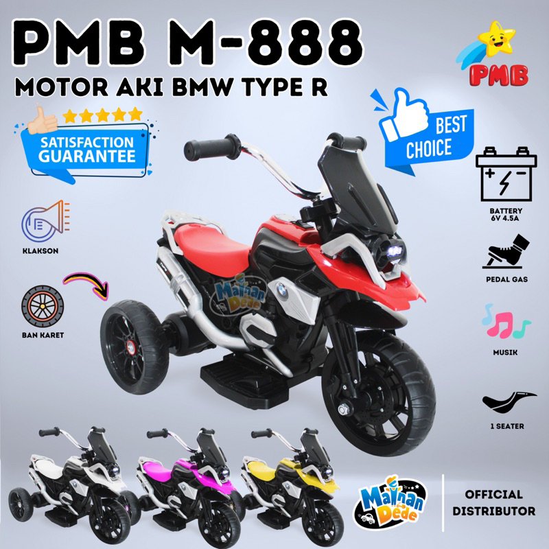 Jual Mainan Motor Aki Anak PMB 888 BAN KARET M888 M-888 BMW TYPE R Musik Lampu MURAH | Shopee ...