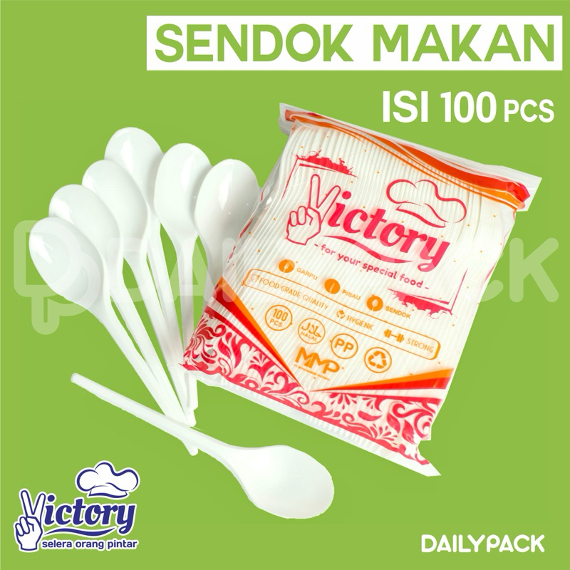 Jual (PACK) SENDOK MAKAN PLASTIK VICTORY PP PUTIH 1 PACK 100 PCS ...