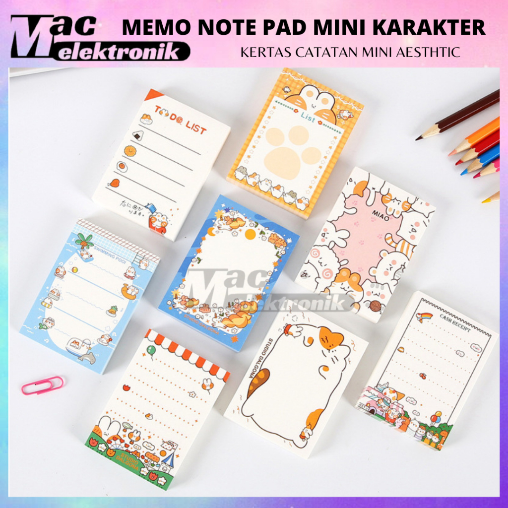 Jual Memo Note Pad Mini Stickless Motif Lucu Kertas Memo Catatan Kecil ...