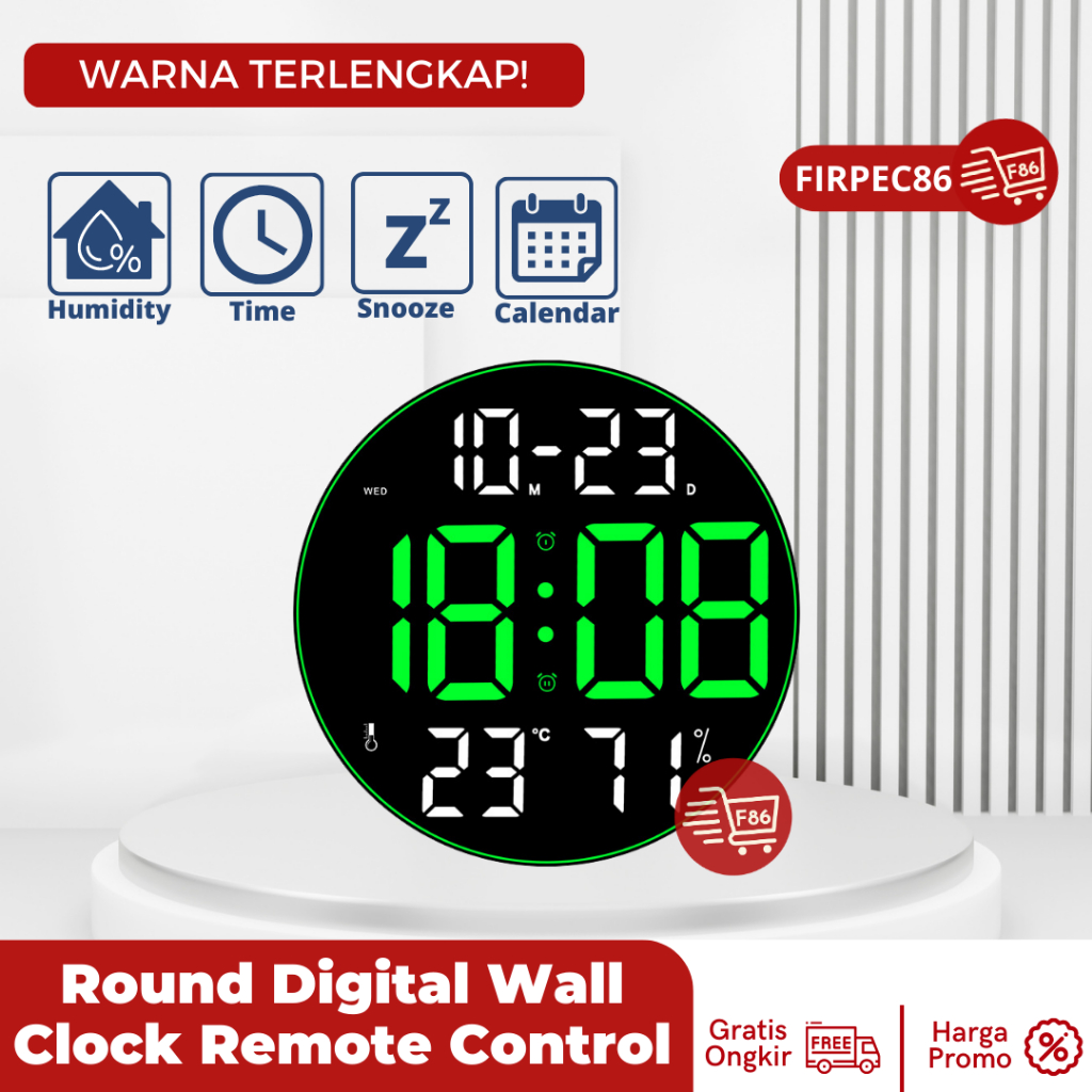 Jual Jam Dinding Digital LED Layar Besar Tampilan Hari Tanggal Jam LED ...