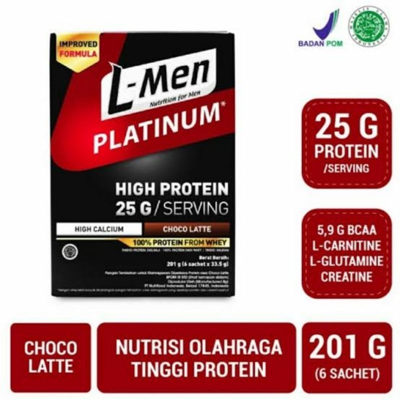 Jual L-Men Platinum Susu Whey Protein Choco Latte 231gr | Shopee Indonesia