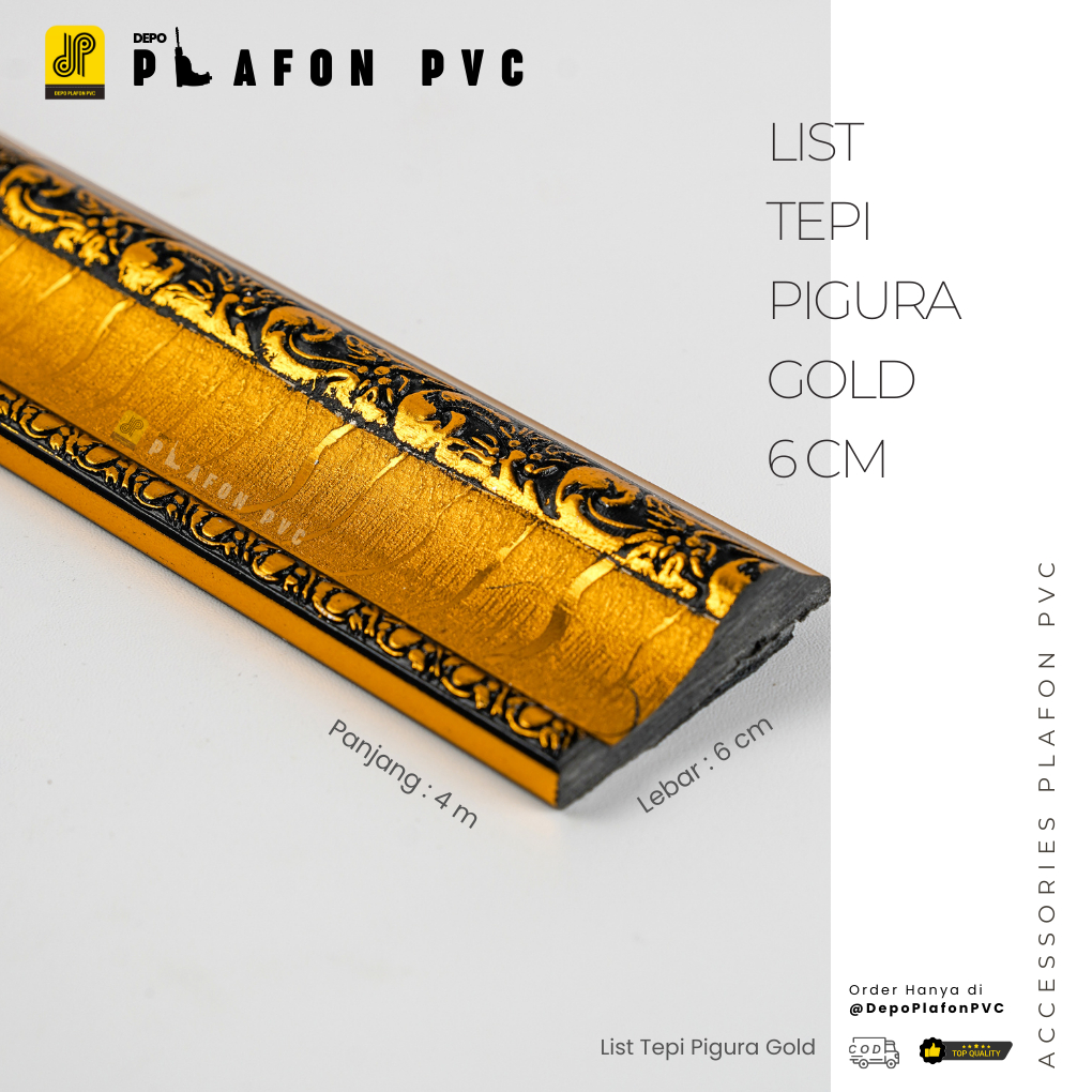 Jual List Tepi Pigura 6 cm Gold | Silver | Gradasi Panjang 4 meter ...