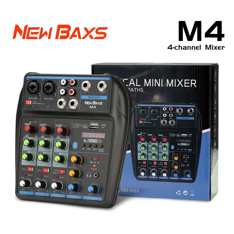Jual NEW BAXS M4 Audio Mixer mini Professional 4 channel equalizer ...