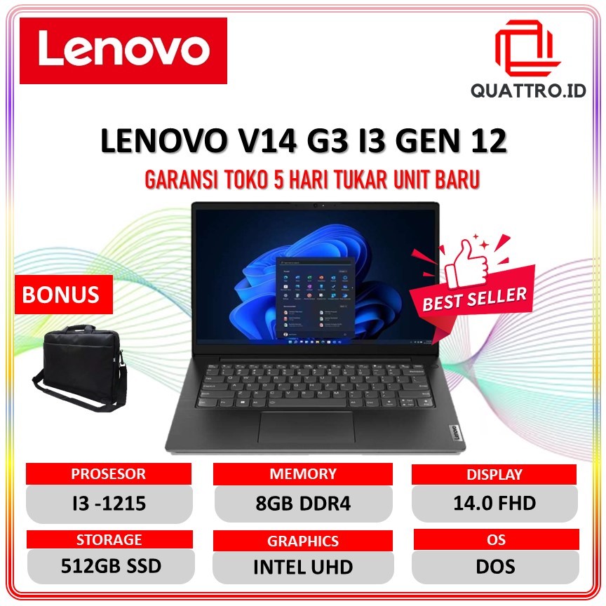 Jual Lenovo V14 G3 Intel Core i3 1215 RAM 8GB 512SSD Win11 14.0 Full HD ...