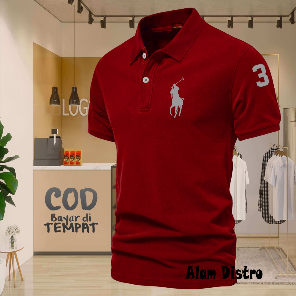 Jual COD T-shrit POLO kerah Kuda 3 Text Silver Kaos Kerah Dewasa Shirt / Kaos Wangki Pria Polo ...