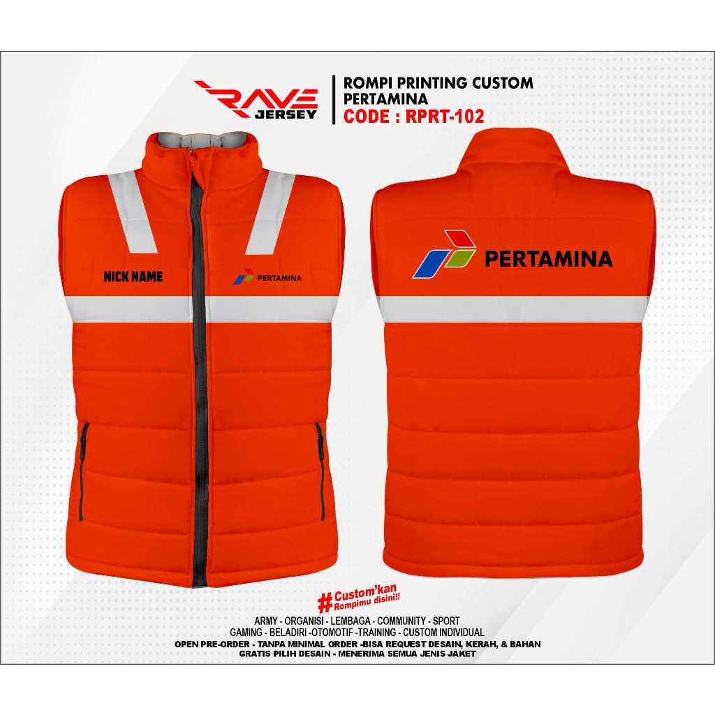 Jual ROMPI PUFFER/DACRON/GELEMBUNG PERTAMINA SPBU FULL PRINTING CUSTOM ...
