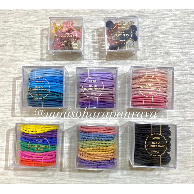 Jual MINISO ikat rambut karet model gelang warna-warni 40 pcs/jedai ...