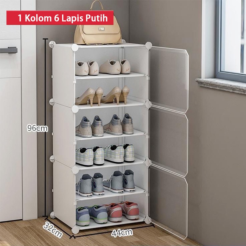 Jual HOMIX Rak Sepatu Tertutup Shoe Box Storage Anti Debu 4/6/8 Layer ...