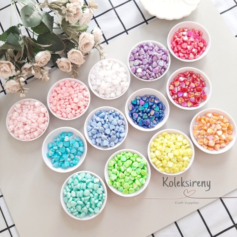 Jual MK145 - Manik Acrylic Heart Shimmer AB - 10pcs | Shopee Indonesia