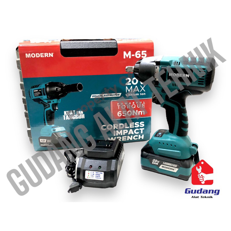 Jual MODERN M-65 Impact Wrench Cordless Alat Pembuka Baut Impek Baterai ...