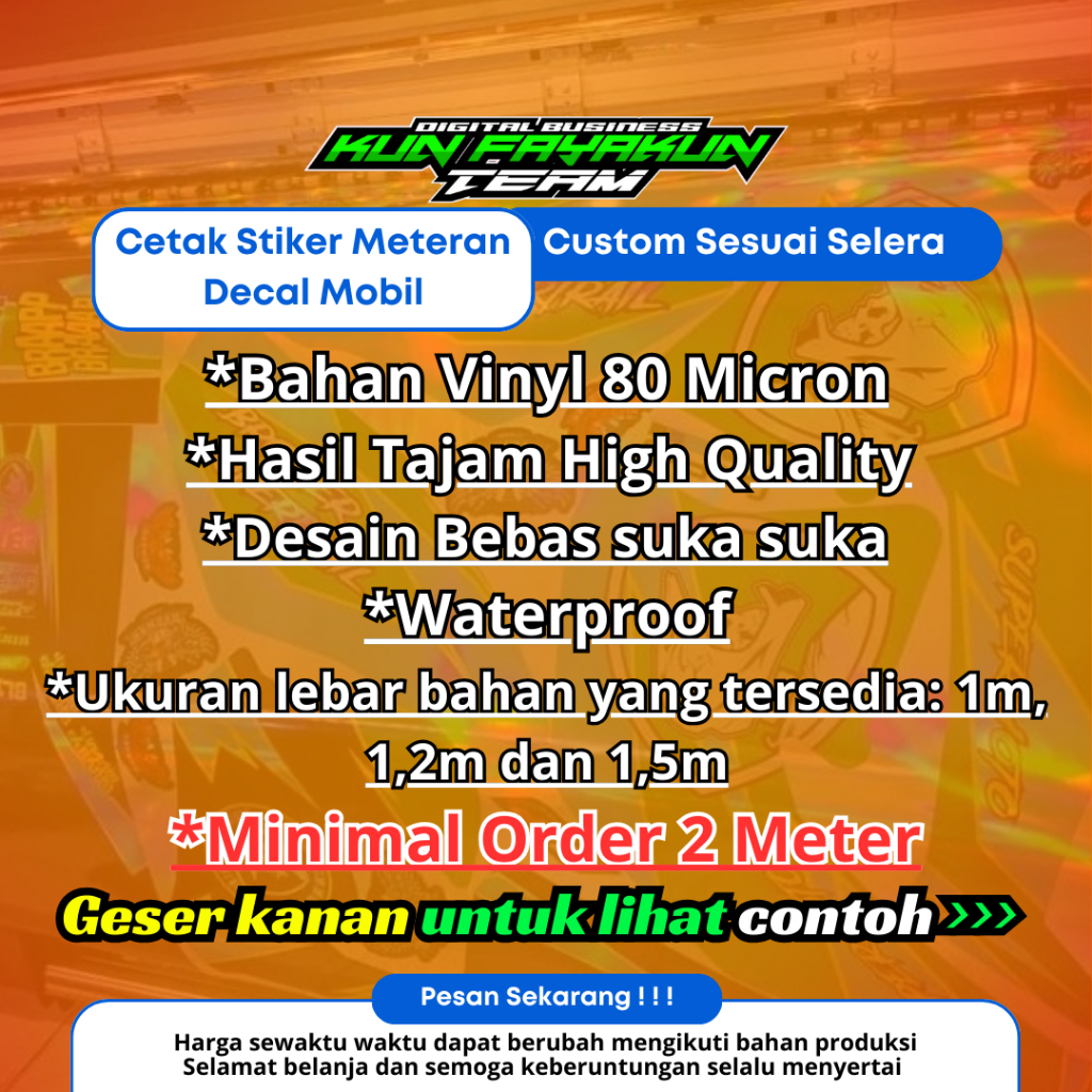Jual Cetak Stiker Meteran Custom | Branding, Decal Mobil, Decal Motor ...