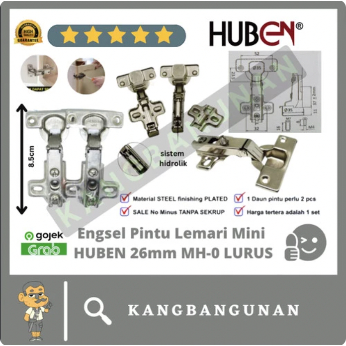 Jual Engsel Pintu Lemari Engsel Sendok Mini HUBEN MH-0 Sistem Hidrolik ...