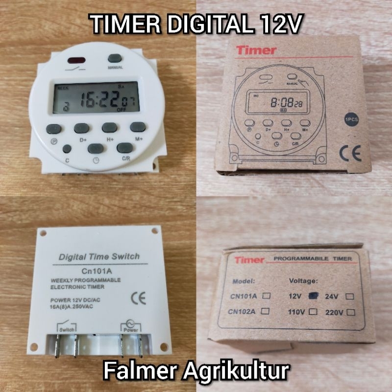 Jual TIMER DIGITAL 12V DC 16A PROGRAMABLE SWITCH AUTO ON/OFF TIMER 12V ...