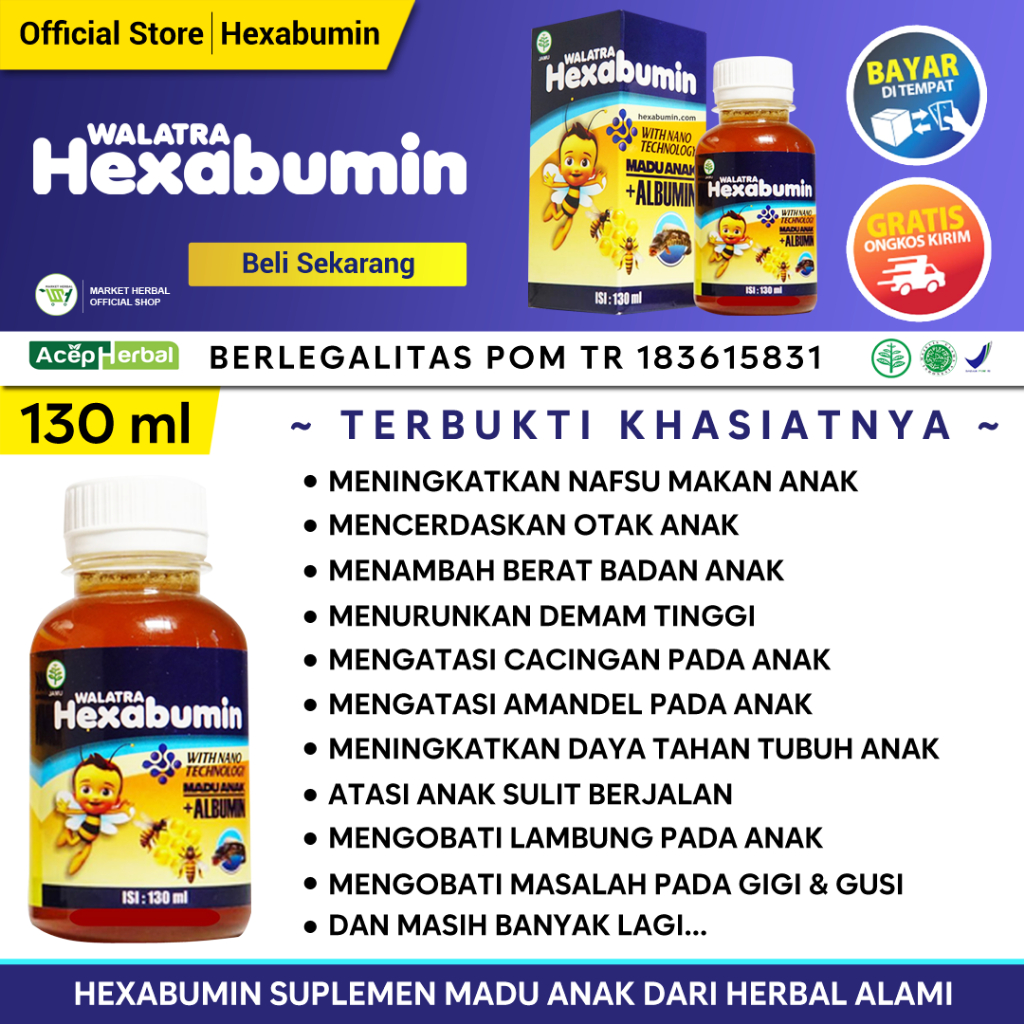 Jual Walatra Hexabumin Madu Vitamin Anak Suplemen Penggemuk Badan Anak ...