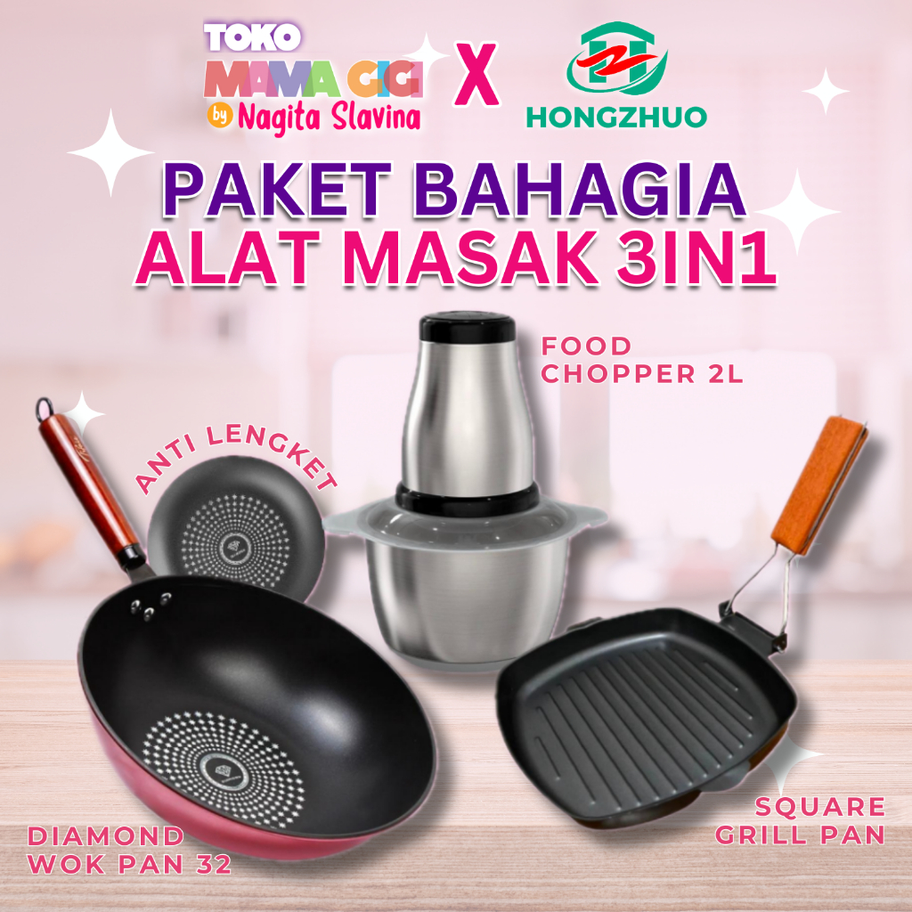 Jual [TOKOMAMAGIGI] Hongzhuo (COD) Paket Bahagia diamond wok pan Wajan ...