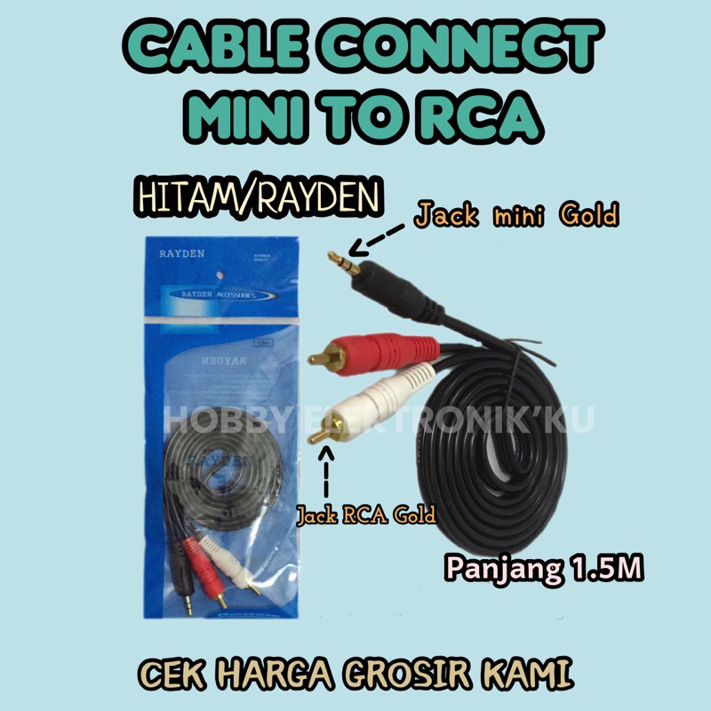 Jual CABLE CONNECT MINI TO RCA HITAM | Shopee Indonesia