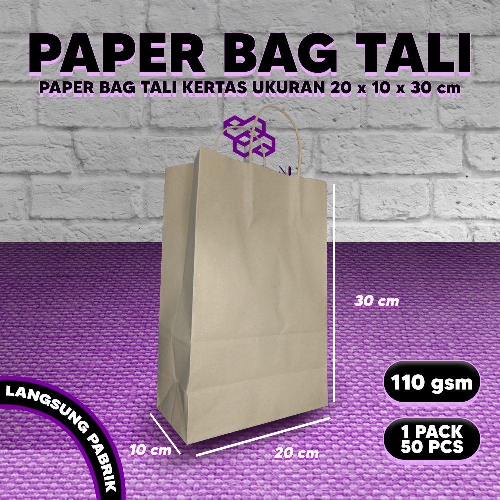 Jual Paper Bag Coklat 20 x 10x 30 Polos Besar / Paperbag Kado Souvenir ...
