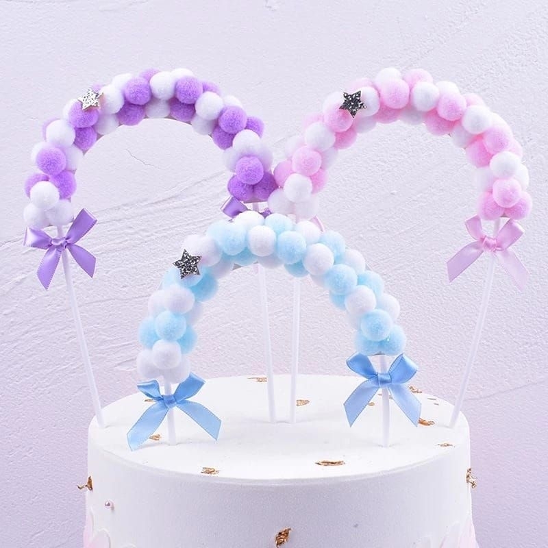 Jual {DS} Hiasan Kue Ulang Tahun Awan PomPom Topper Cake Cloud Bentuk ...