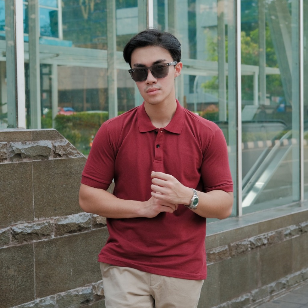 Jual BTX - Polo Shirts Pria Exclusive Kalya - Burgundy | Shopee Indonesia