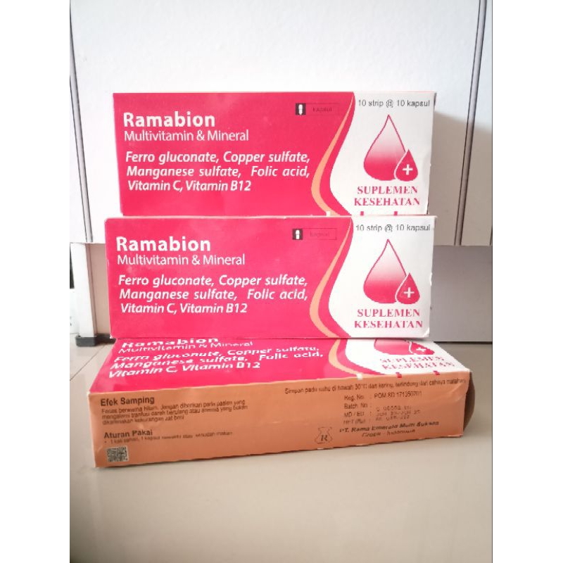 Jual Ramabion Strips 10 Kapsul Vitamin Penambah Darah Anemia Multi ...