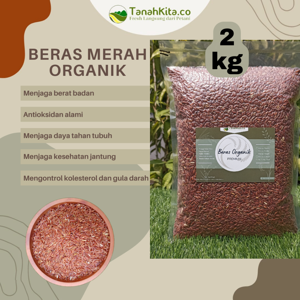 Jual Beras Merah Organik Premium Fresh langsung dari Petani | 2 kg ...