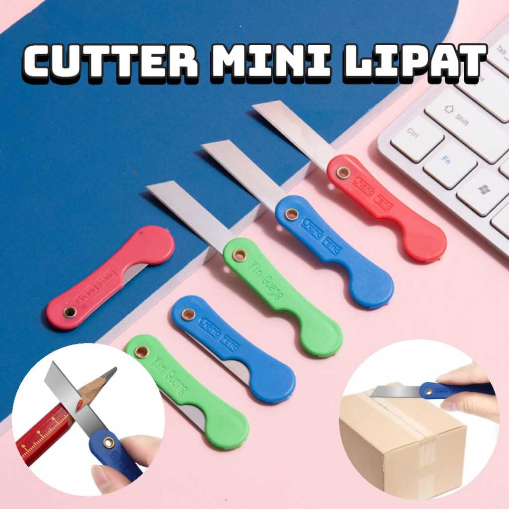 Jual AZ PISAU CUTTER LIPAT MINI PEMOTONG KERTAS PERLENGKAPAN ATK ...