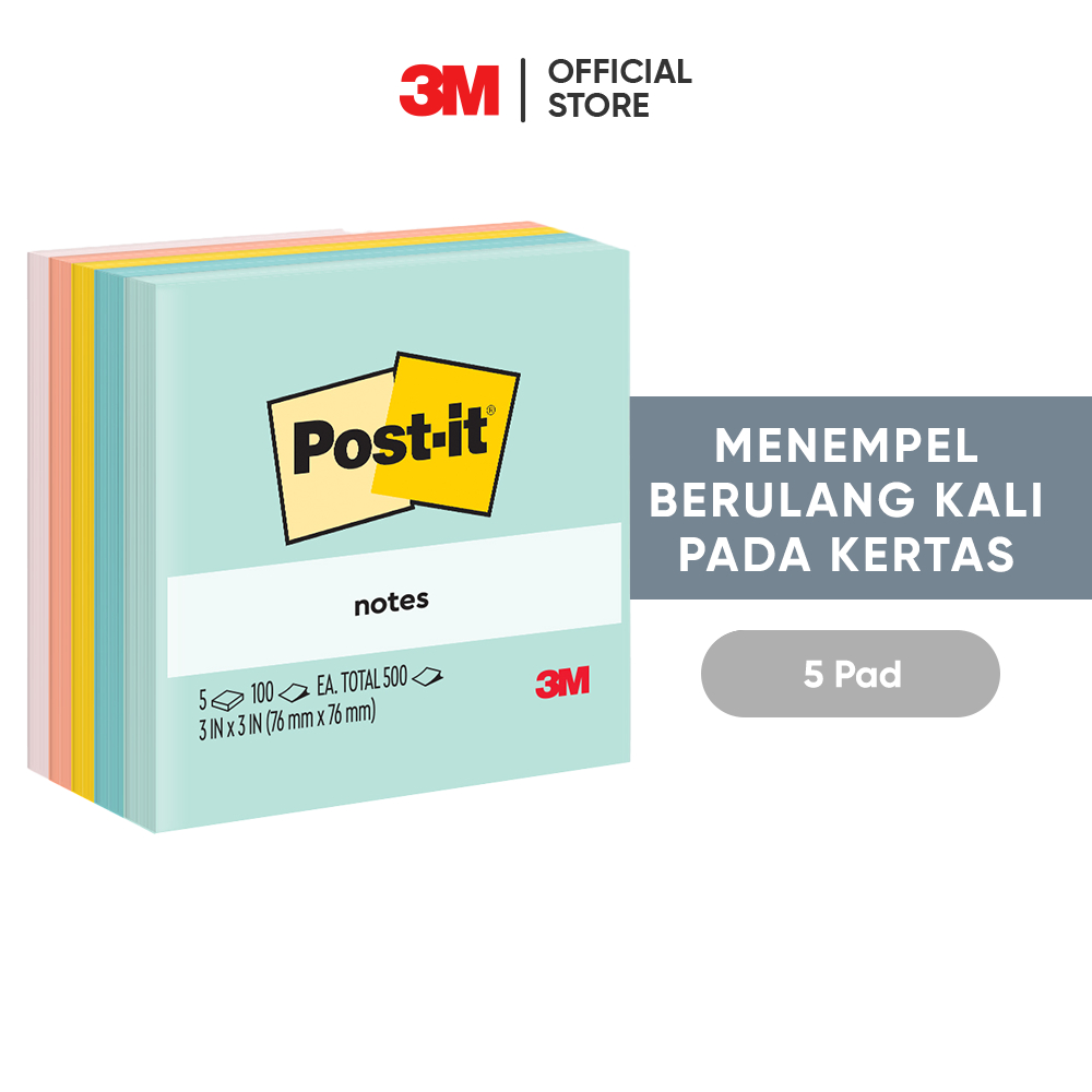 Jual 3M™ Post-it® Notes, 654-5AP, Menempel berulah kali pada kertas, 5 ...