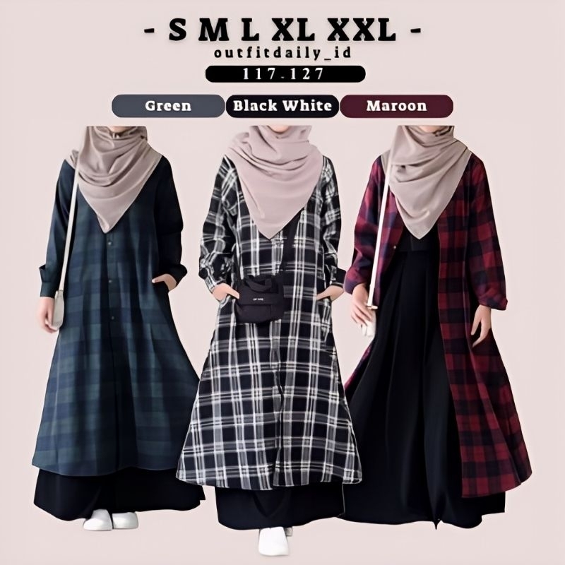 Jual Khayla Long Tunik S M L XL XXL Jumbo - Tunik Wanita Flanel Kotak Kotak Busui Jumbo | Shopee ...