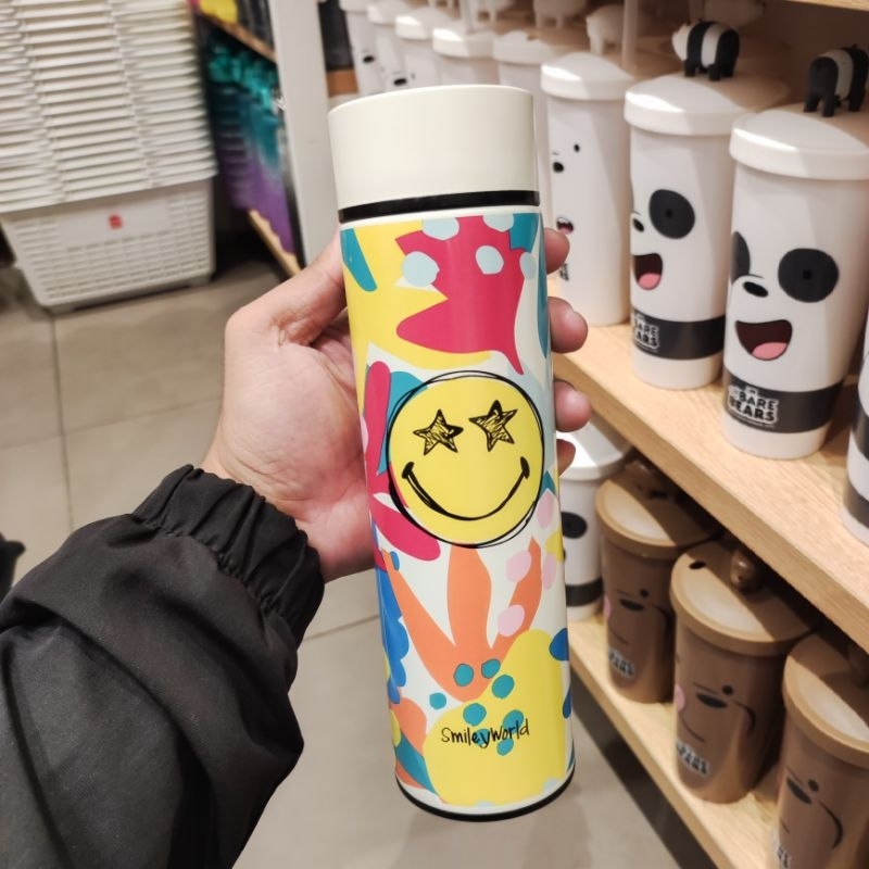 Jual Miniso Botol Minum Smiley World - Collection Heart Smile Stainless ...