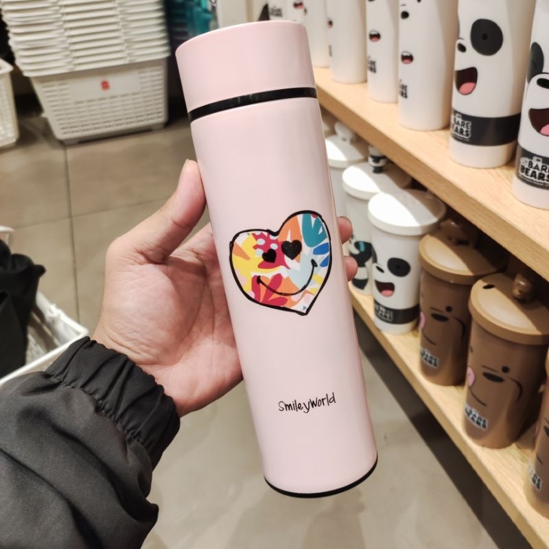 Jual Miniso Botol Minum Smiley World - Collection Heart Smile Stainless ...
