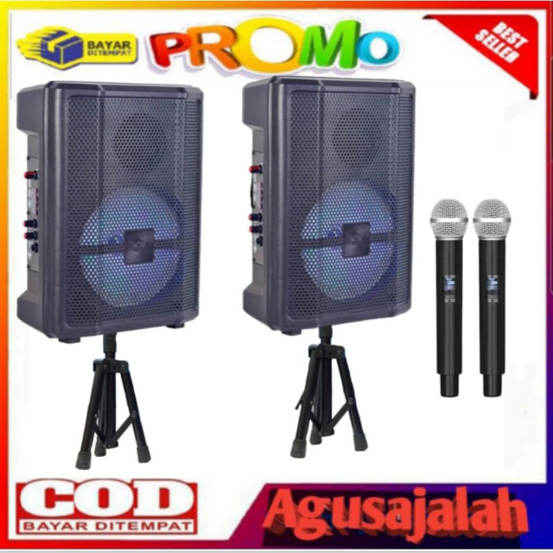 Jual FLECO SPEAKER BLUETOOTH KARAOKE F8606 LED AB BONUS MICROPHONE ...