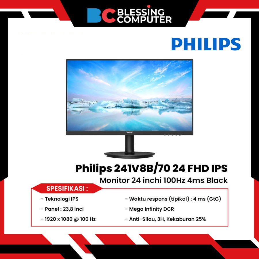 Jual Philips 241V8B/70 24 FHD IPS Monitor 24 inchi 100Hz 4ms Black ...