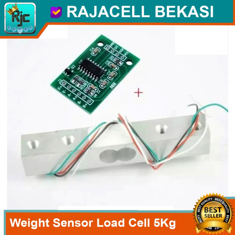 Jual Weight Sensor Load Cell 5Kg Sensor Berat + HX711 24bit Driver ...