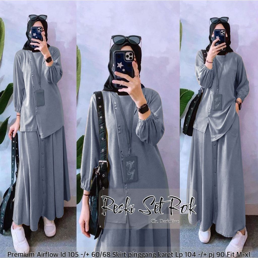 Jual Setelan Rok Wanita Kekinian/Reski Set Rok/Setelan Rok Crinkle ...