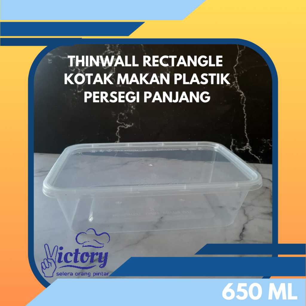 Jual THINWALL RECTANGLE 650 ML | TEMPAT MAKAN PLASTIK PERSEGI PANJANG | VICTORY BRAND | Shopee ...