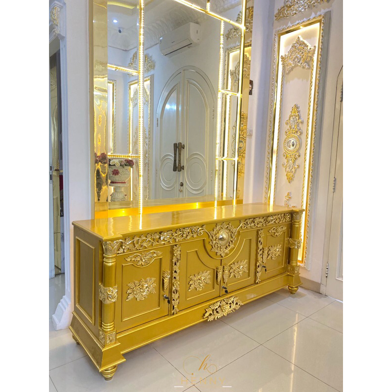 Jual Henny Furniture Bufet Jati Persegi Gold | Shopee Indonesia