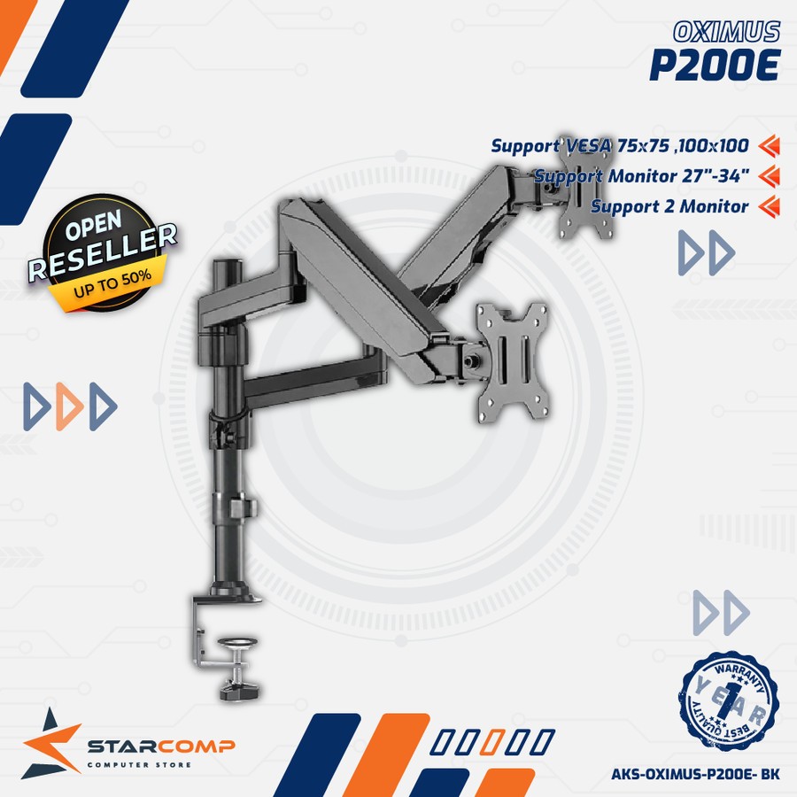 Jual Bracket Monitor Deskmount Gas Spring Oximus P200e Tilt Swivel ...